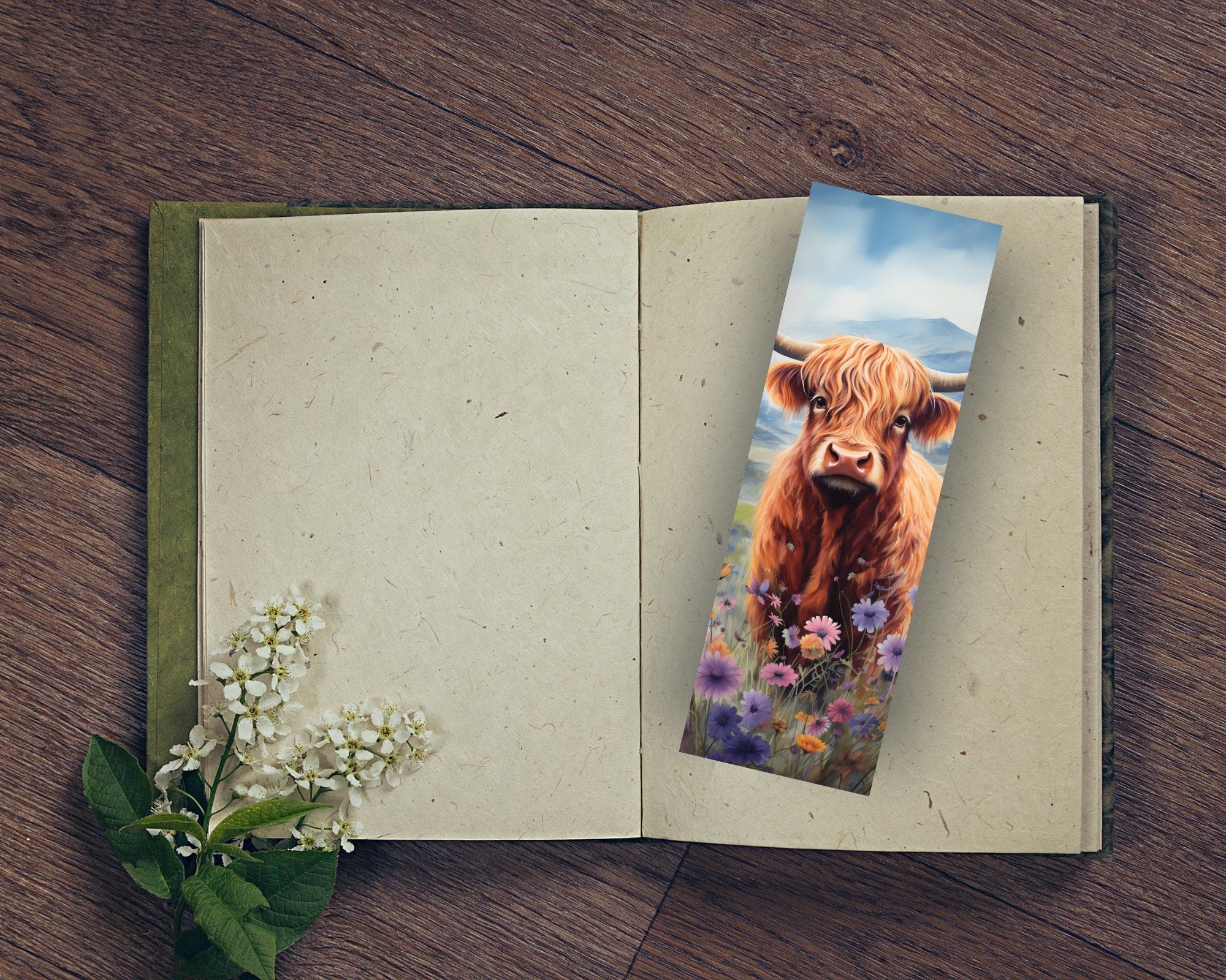 Cute Highland Cow Printable Bookmark PNG Bundle | Farm Animal Bookmark ...