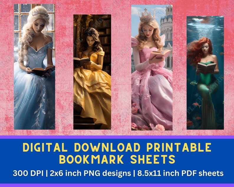 Reading Princess Printable Bookmarks Bundle | Fairytale Bookmark ...