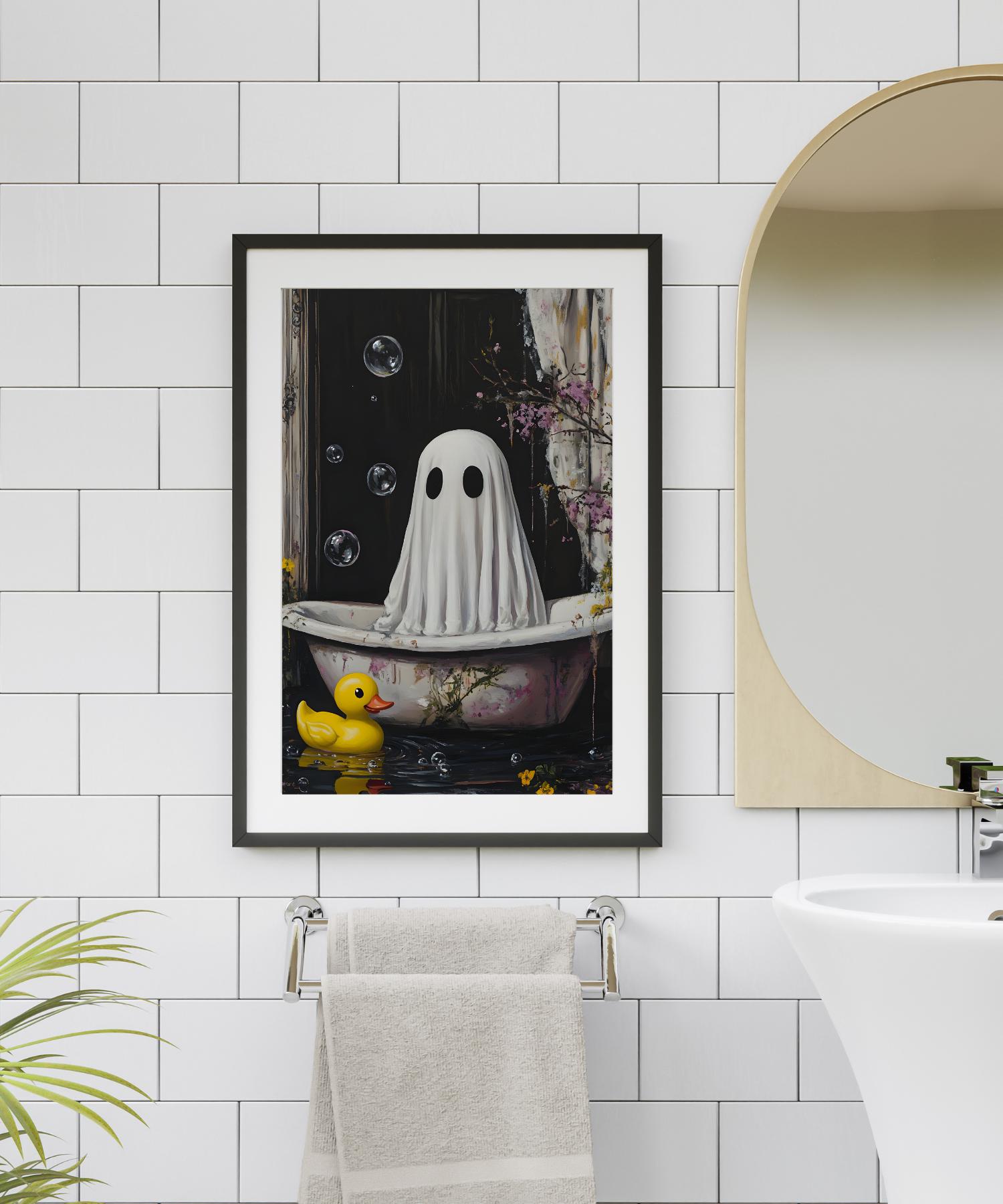 Ghost With Rubber Duck Halloween Printable Wall Art | Maximalist ...