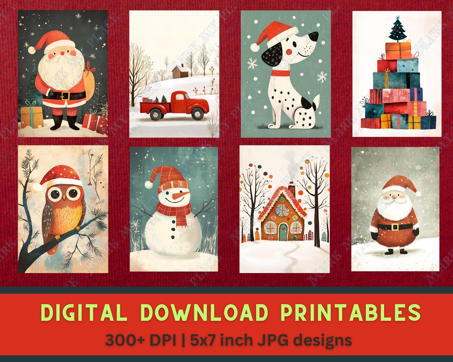Whimsical Christmas Printable Art Print | Holiday Wall Art | Scrapbook ...