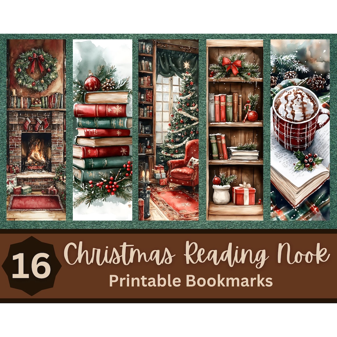 Cozy Christmas Reading Nook Printable Bookmarks | Academia Bookmark ...