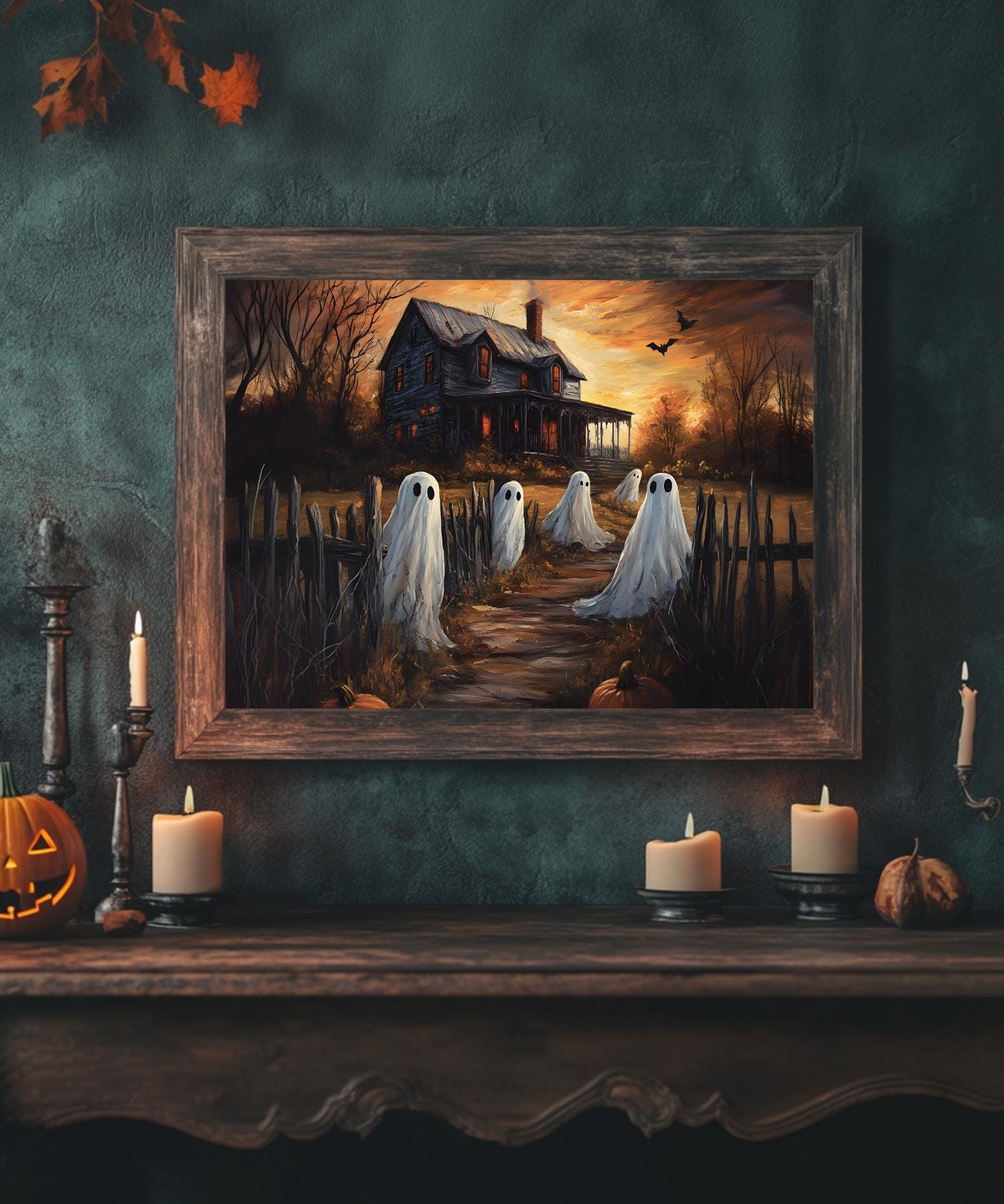 Rustic Farmhouse Ghosts Printable Halloween Wall Art | Rustic Halloween ...