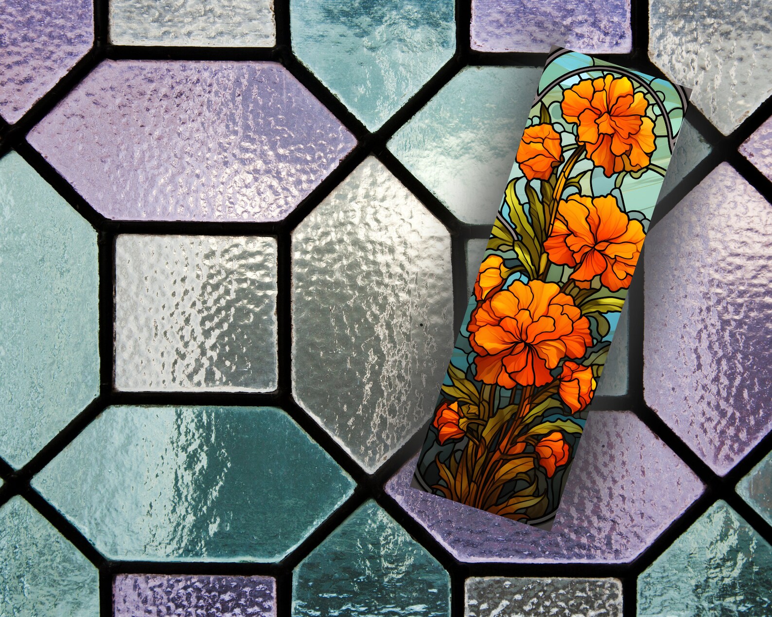 Stained Glass Flower Printable Bookmarks PNG Bundle | Flower Bookmark ...