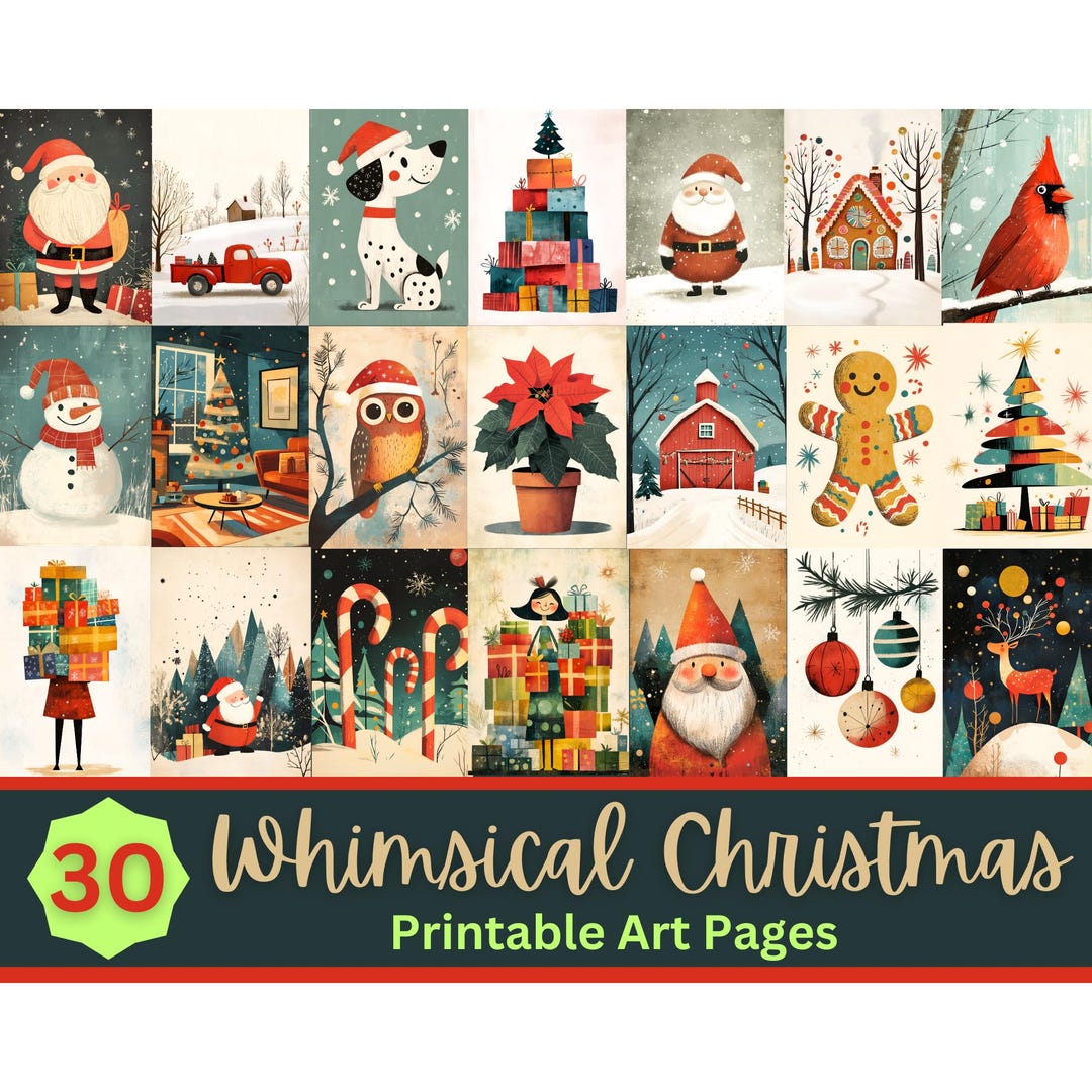 Whimsical Christmas Printable Art Print | Holiday Wall Art | Scrapbook ...