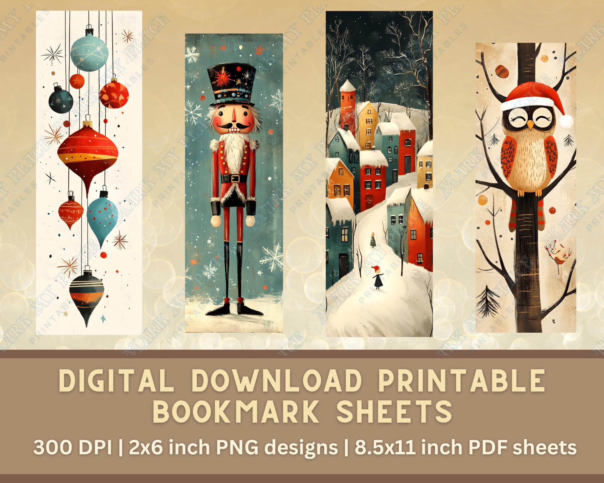 Whimsical Christmas Printable Bookmarks PNG Bundle | Holiday Printable ...