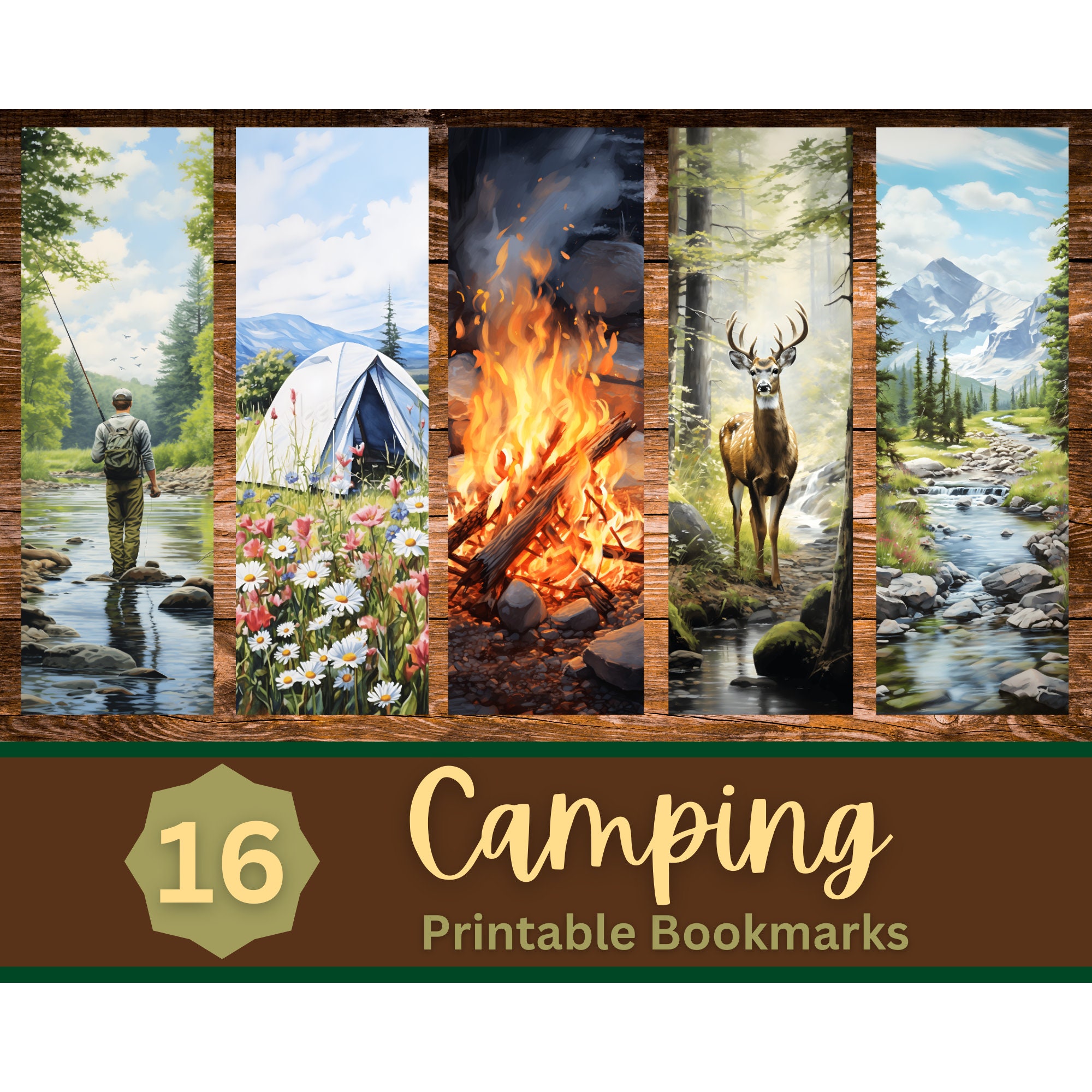 Rustic Camping Printable Bookmark PNG Bundle | Whimsical Outdoors ...