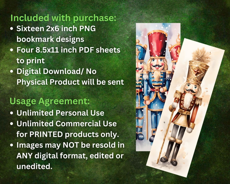 Nutcracker Printable Bookmarks PNG Bundle | Beautiful Bookmark | Cute ...