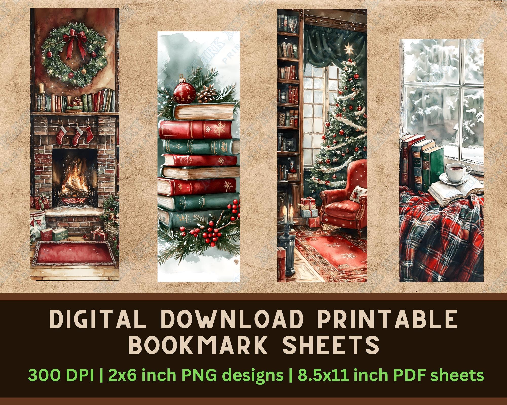 Cozy Christmas Reading Nook Printable Bookmarks | Academia Bookmark ...