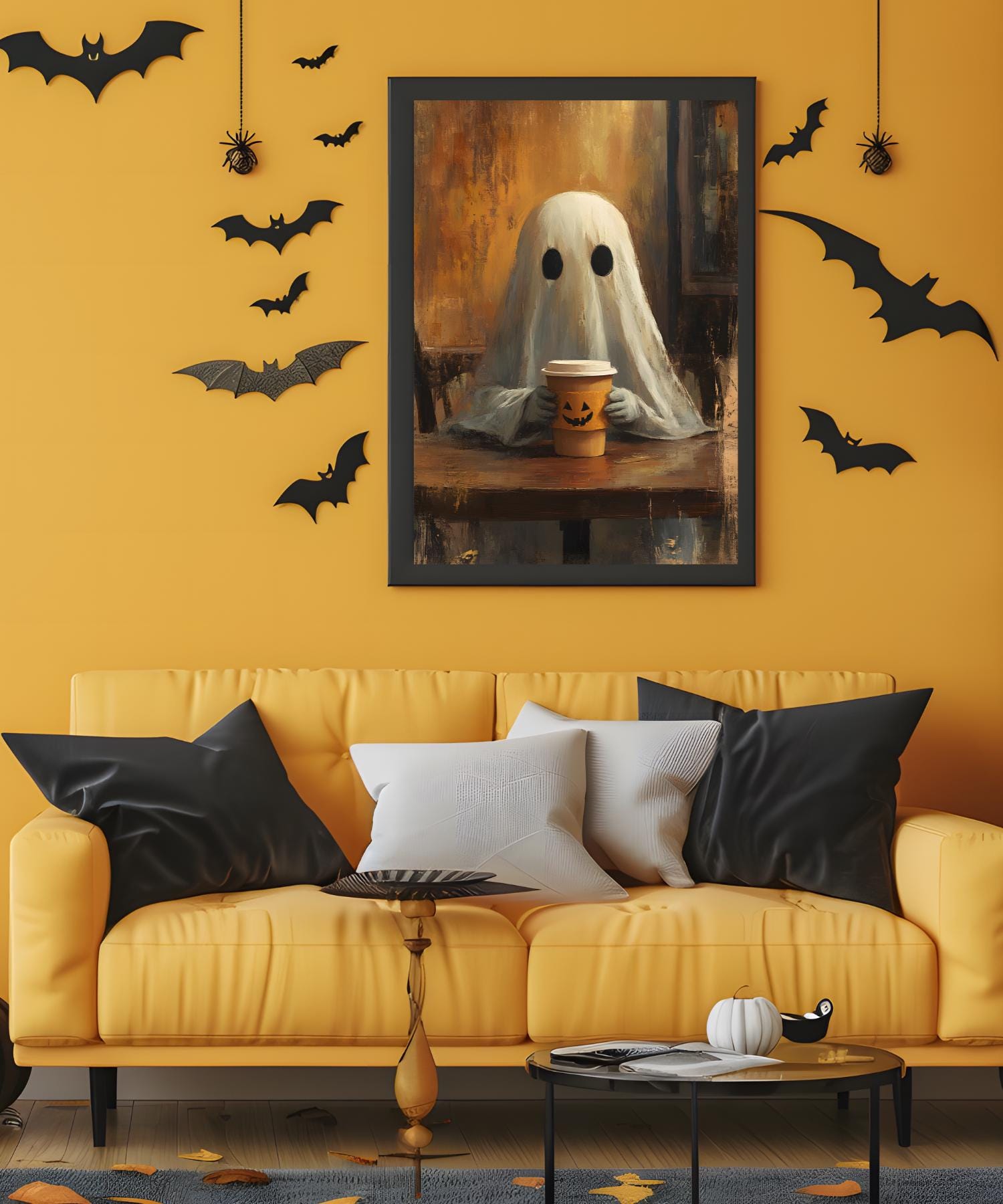 Rustic Ghost With Coffee Printable Halloween Wall Art | Pumpkin Spice ...