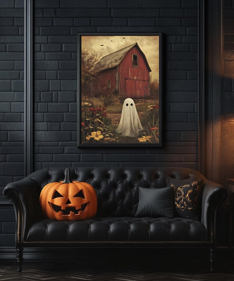 Vintage Farm Ghost Printable Halloween Wall Art | Halloween Rustic ...