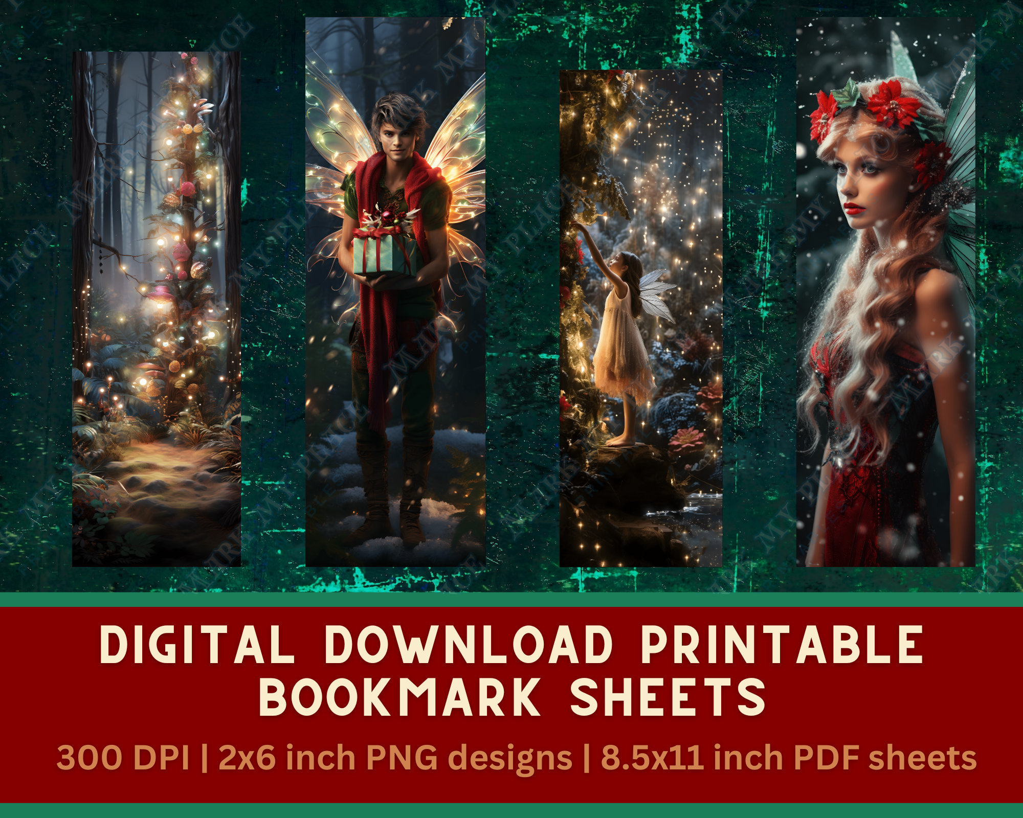 Christmas Fairy Printable Bookmarks PNG Bundle | Christmas Fairies ...