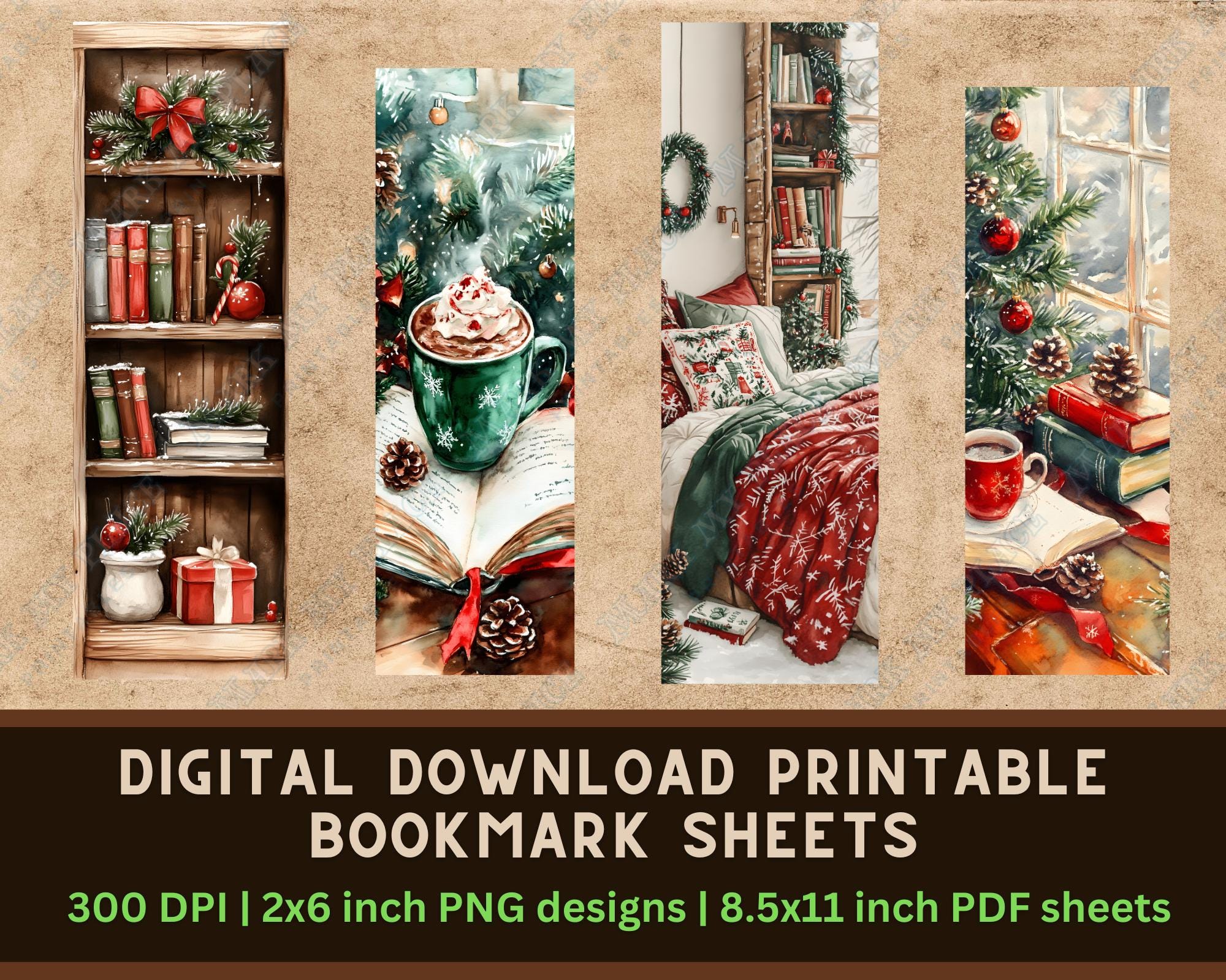 Cozy Christmas Reading Nook Printable Bookmarks | Academia Bookmark ...