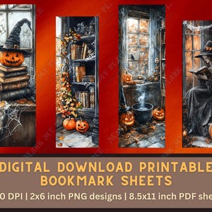 Halloween Book Nook Printable Bookmark Bundle | Reading Witch | Cozy ...