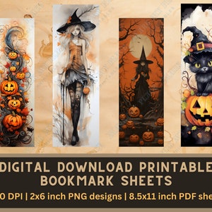 Halloween Boho Printable Bookmark Bundle I | Spooky Boho | Cute ...