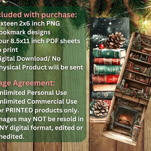 Cozy Christmas Cabin Printable Bookmark PNG Bundle | Rustic Winter ...
