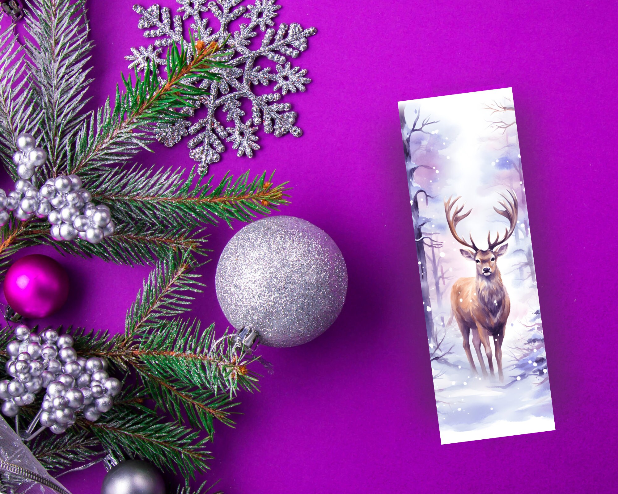 Purple Christmas Printable Bookmarks PNG Bundle | Beautiful Bookmark ...