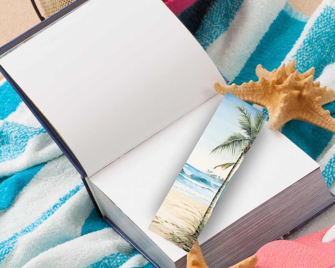 Bohemian Beach Printable Bookmarks PNG Bundle Beach Bookmark Muted ...