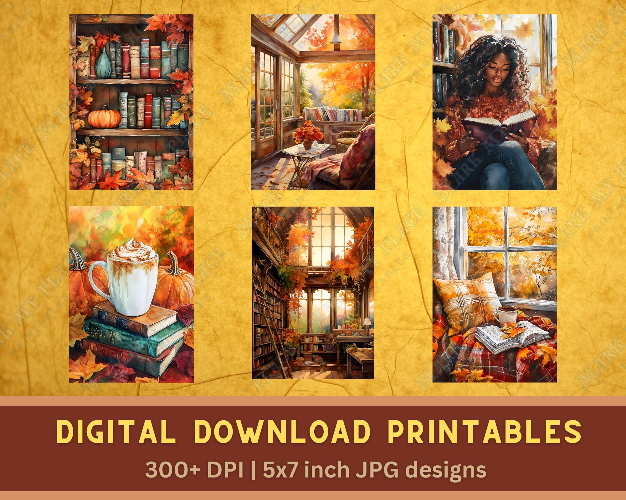 Fall Reading Nook Printable Pages Cozy Autumn Wall Art Fall Scrapbook ...