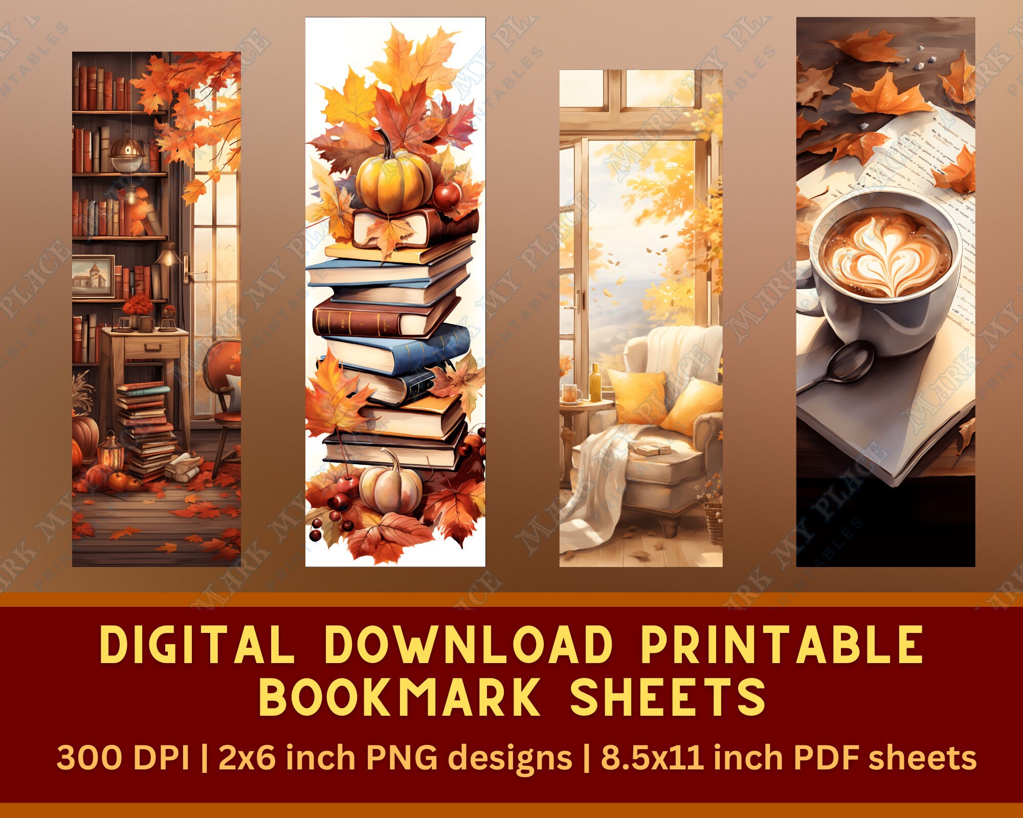 Autumn Cozy Reading Nook Printable Bookmark Bundle | Fall Cozy Bookmark ...