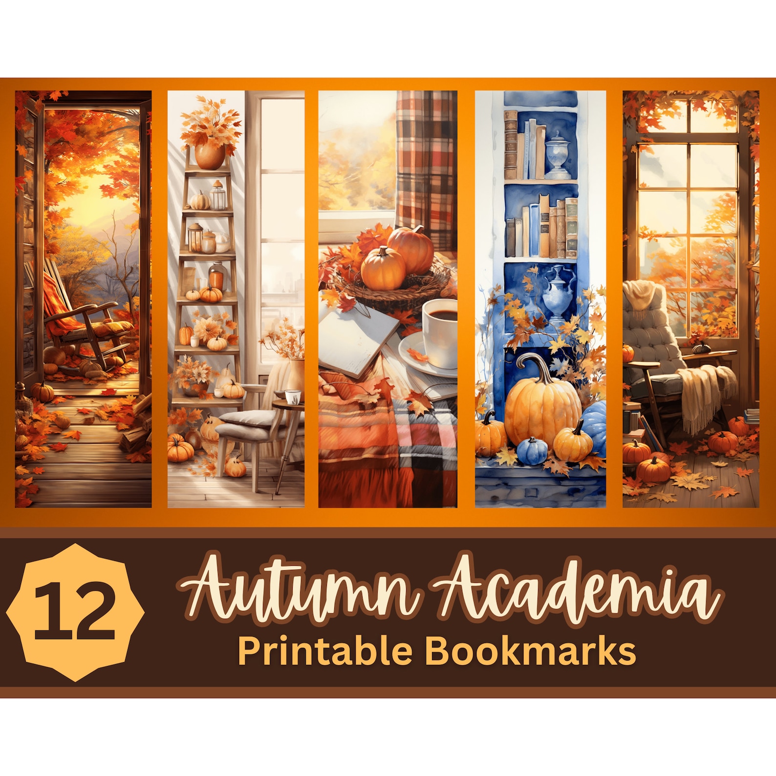 Fall Academia Autumn Reading Printable Bookmark Bundle | Cozy Bookmark ...