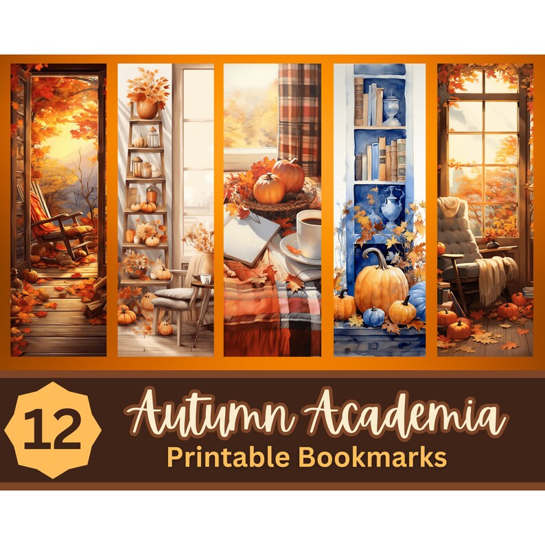 Fall Academia Autumn Reading Printable Bookmark Bundle | Cozy Bookmark ...