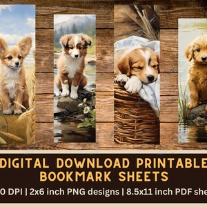 Country Puppy Printable Bookmark PNG Bundle | Dog Bookmark | Country ...
