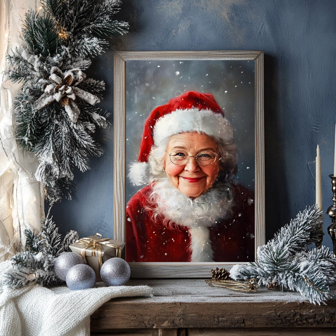 Classic Mrs. Claus Portrait Printable Christmas Wall Art | Christmas ...