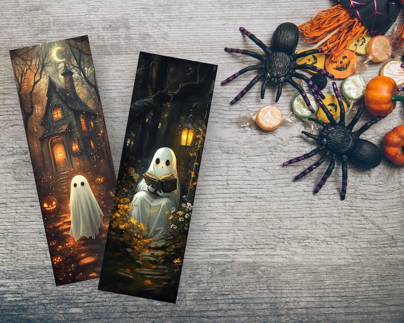 Halloween Ghost Bookmark Printable Bundle | Tall Skinny Art | Print ...