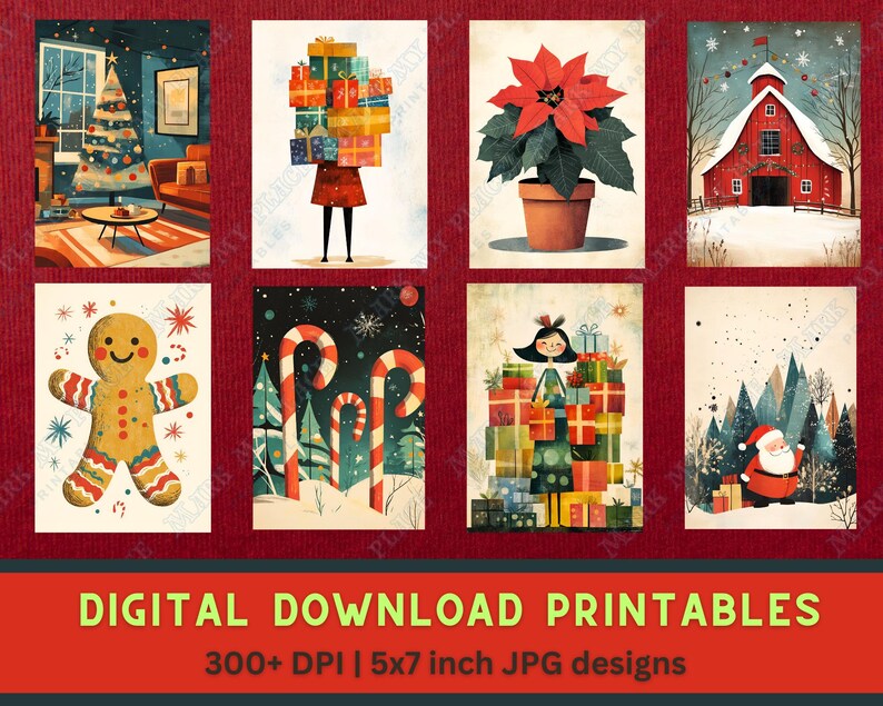 Whimsical Christmas Printable Art Print | Holiday Wall Art | Scrapbook ...