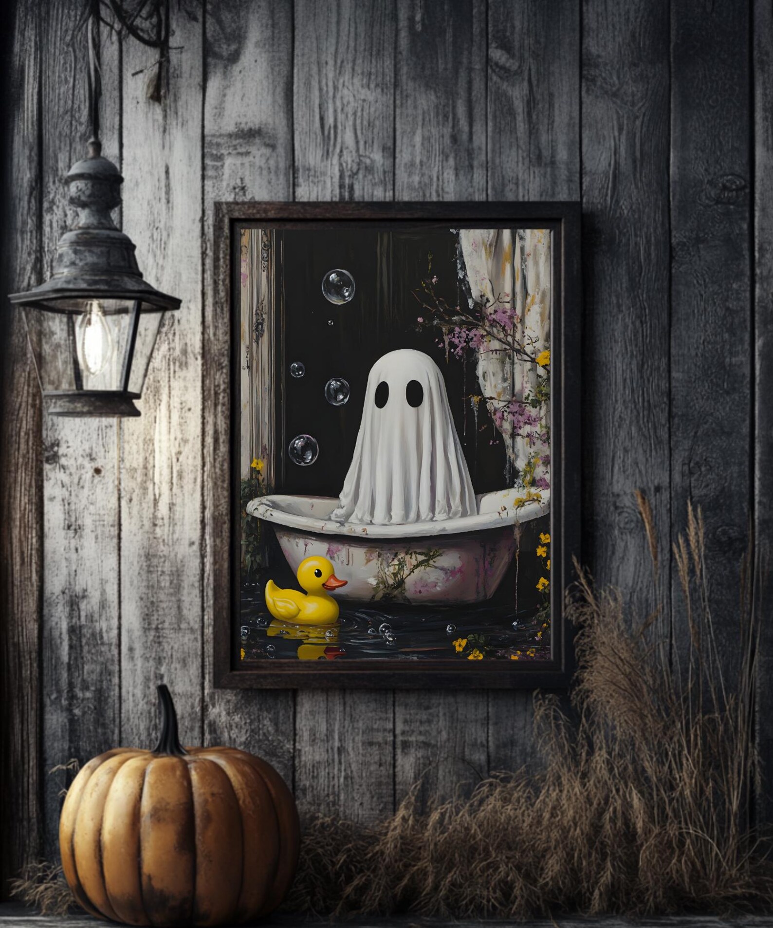 Ghost With Rubber Duck Halloween Printable Wall Art | Maximalist ...