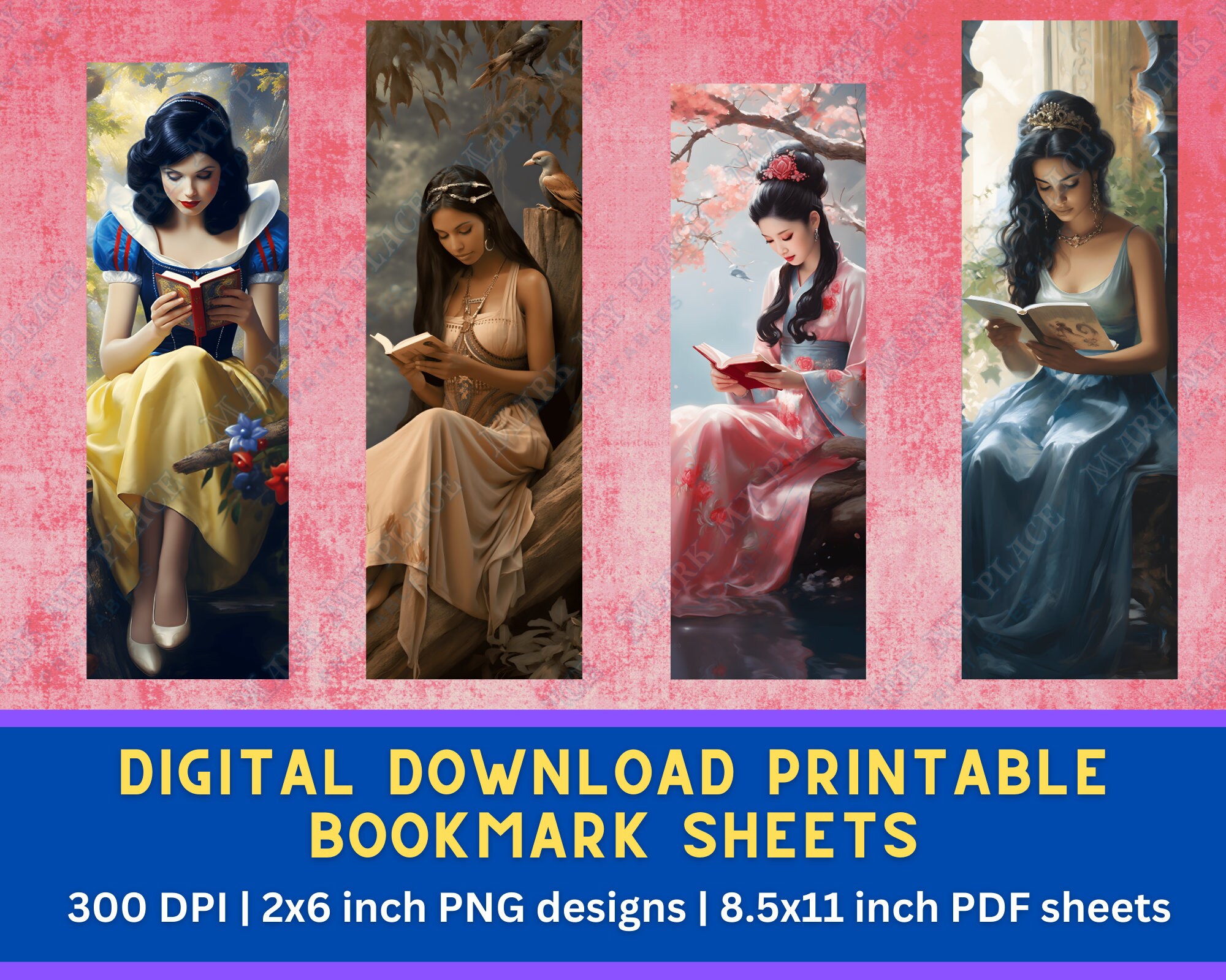 Reading Princess Printable Bookmarks Bundle | Fairytale Bookmark ...