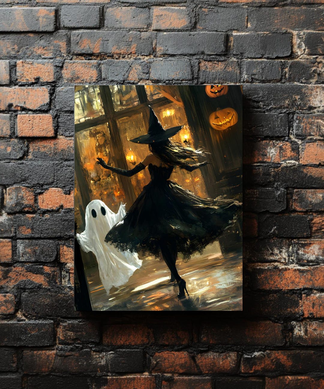 Witch and Ghost Dancing Printable Maximalist Halloween Wall Art ...