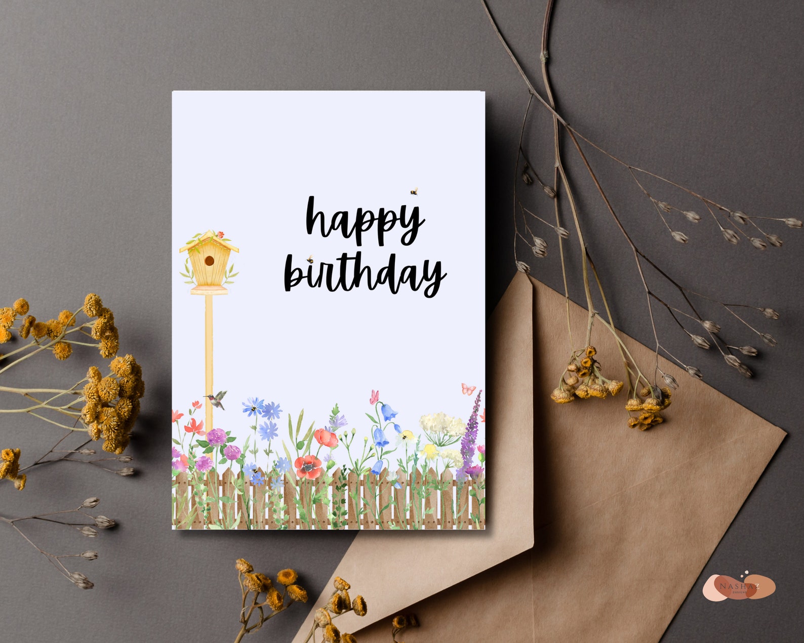 Printable Greeting Card | Digital Birthday Card | Floral Birthday Card ...