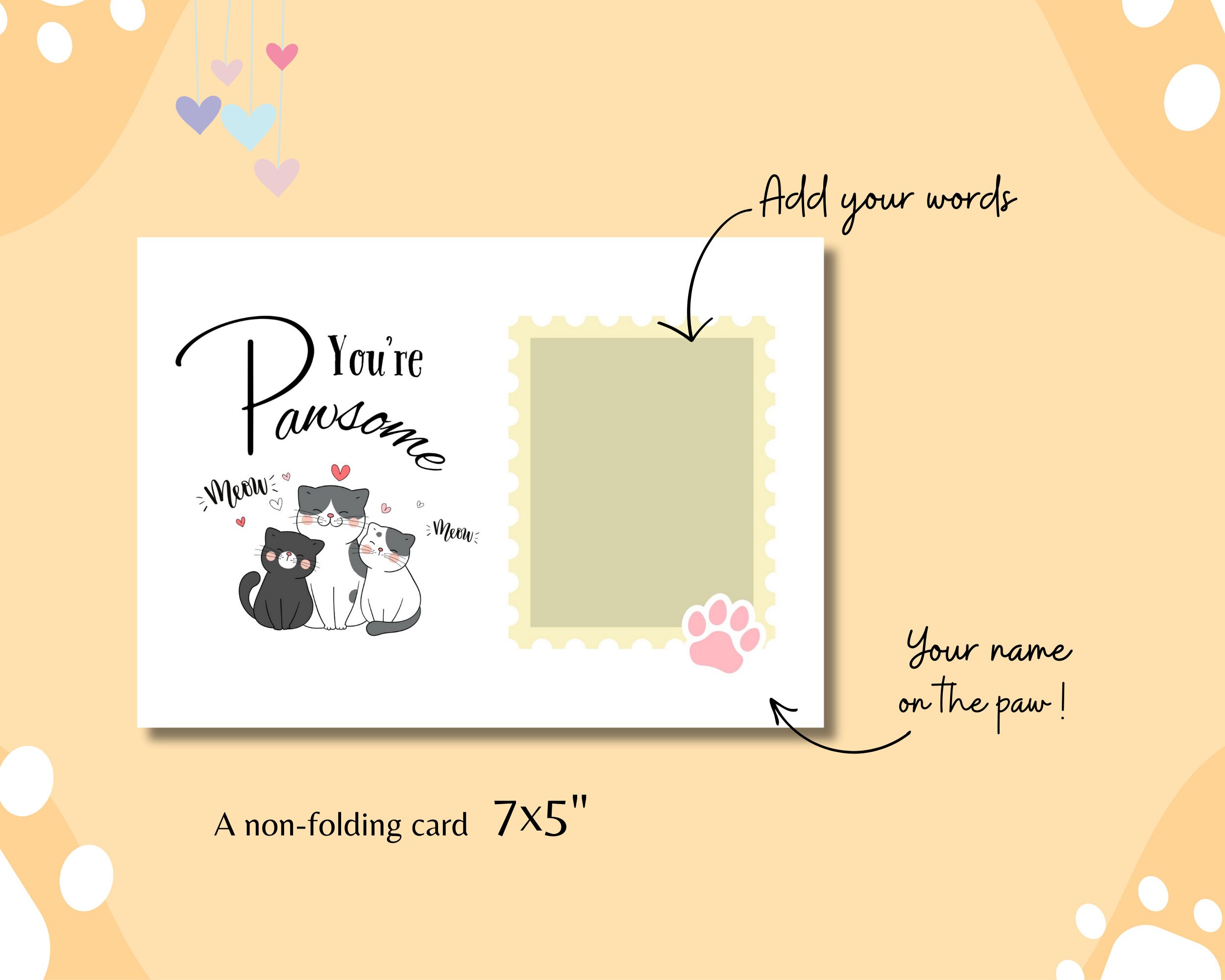 Cheer up Card| Printable Non Folding Card| Digital Card| Cat Themed ...