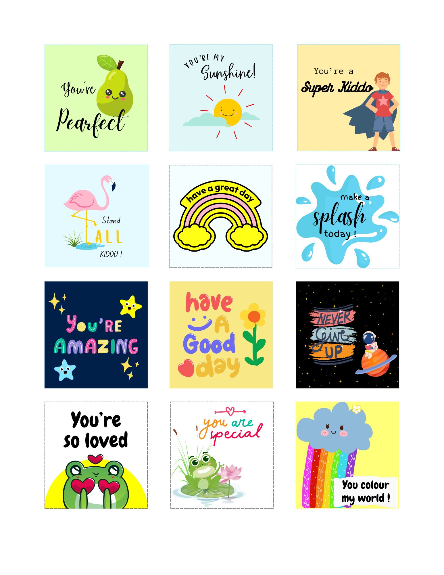 Printable Lunchbox Cards Positive Notes Inspiring Notes for Kids and ...