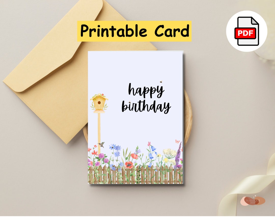 Printable Greeting Card | Digital Birthday Card | Floral Birthday Card ...