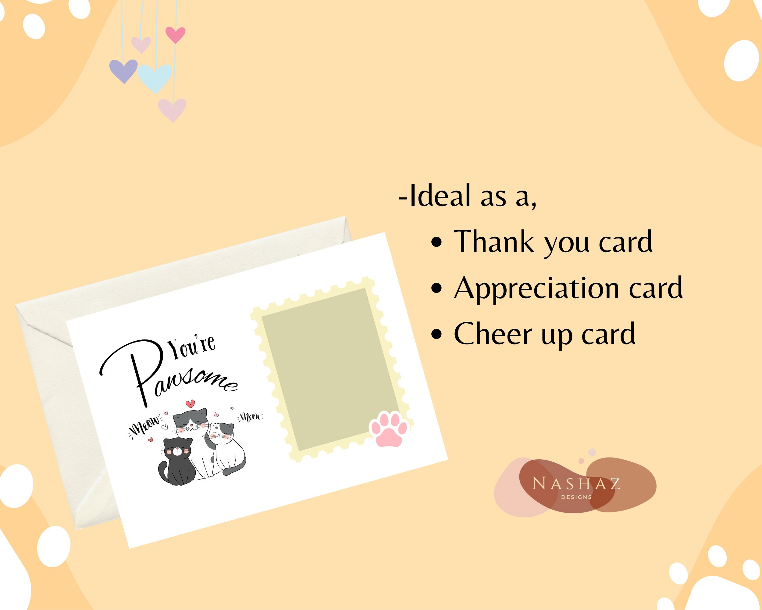 Cheer up Card Printable Non Folding Card Digital Card Cat Themed Card ...