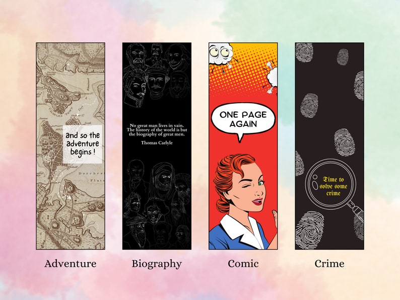 Printable Bookmark Set | Book Genre Bookmarks | 10 Different Genres ...