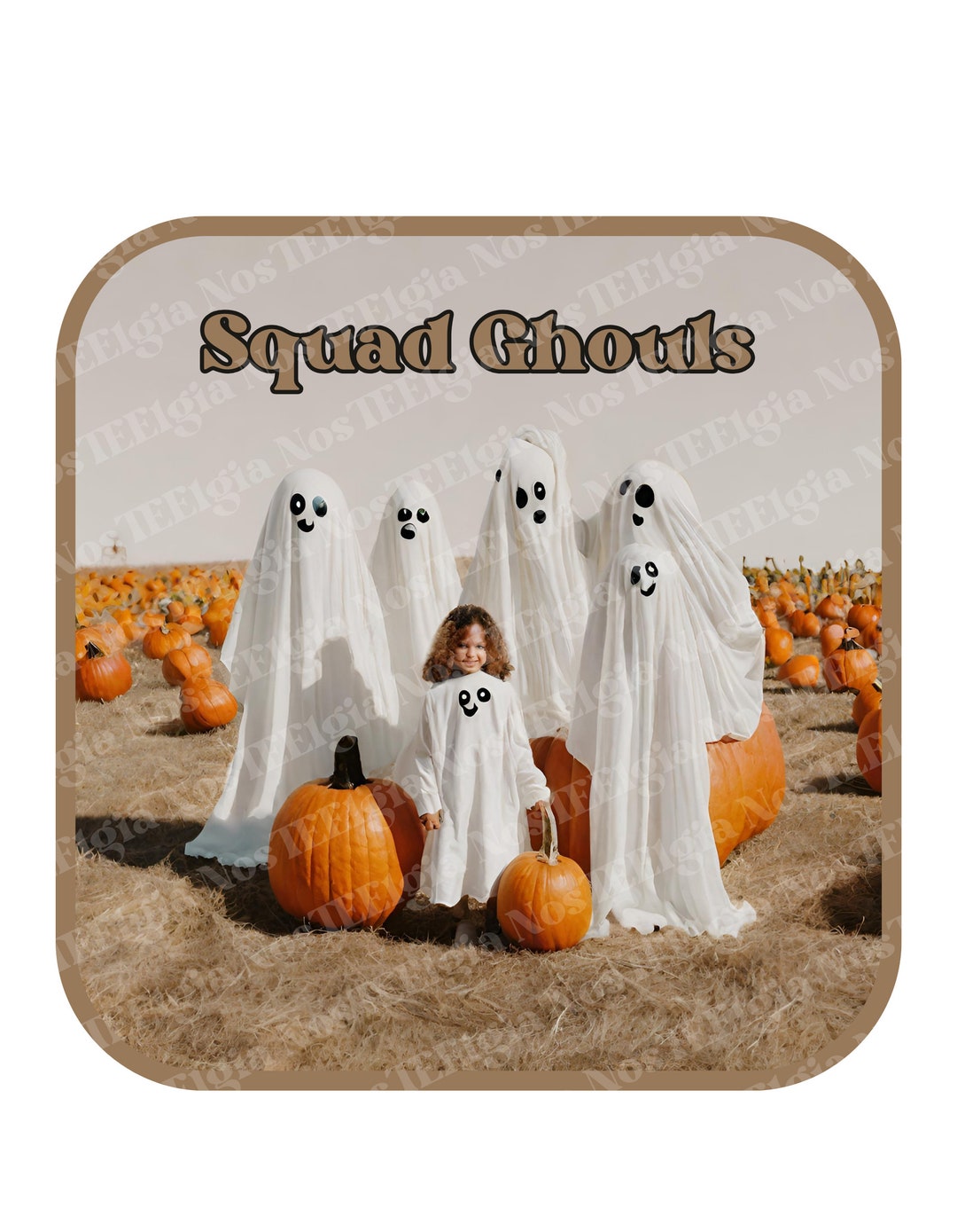Squad Ghouls 70s Retro Groovy Cool Pumpkin Patch Sheet Ghost Halloween ...