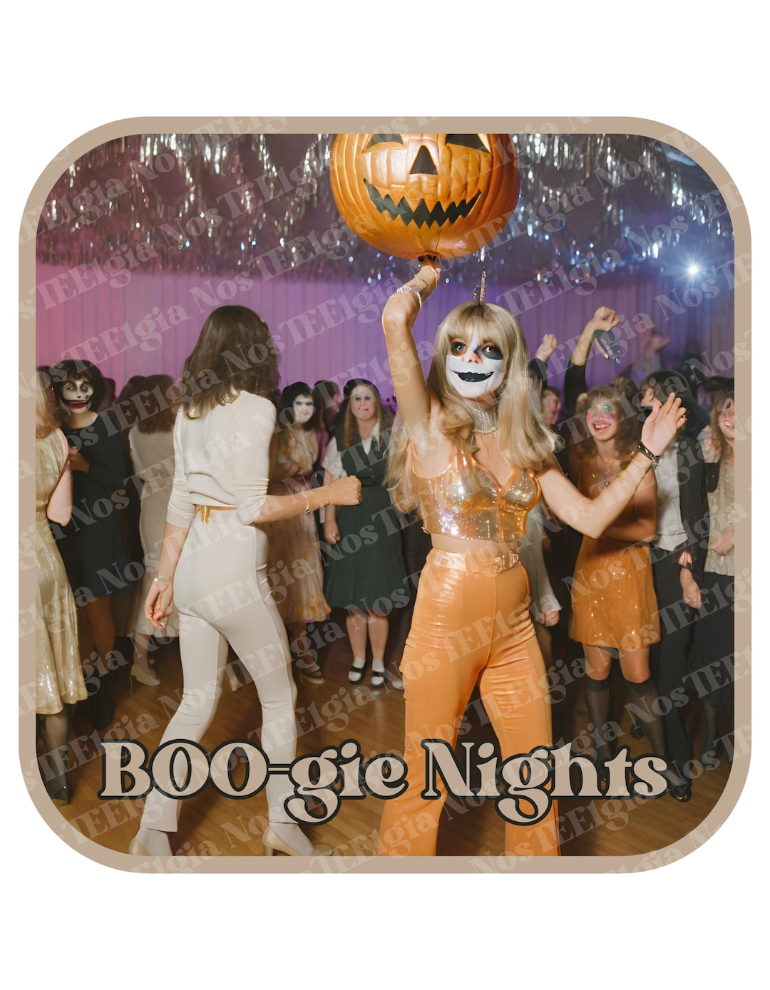 Boo-gie Nights 70s Retro Groovy Cool Halloween Dance Floor Disco Ball ...
