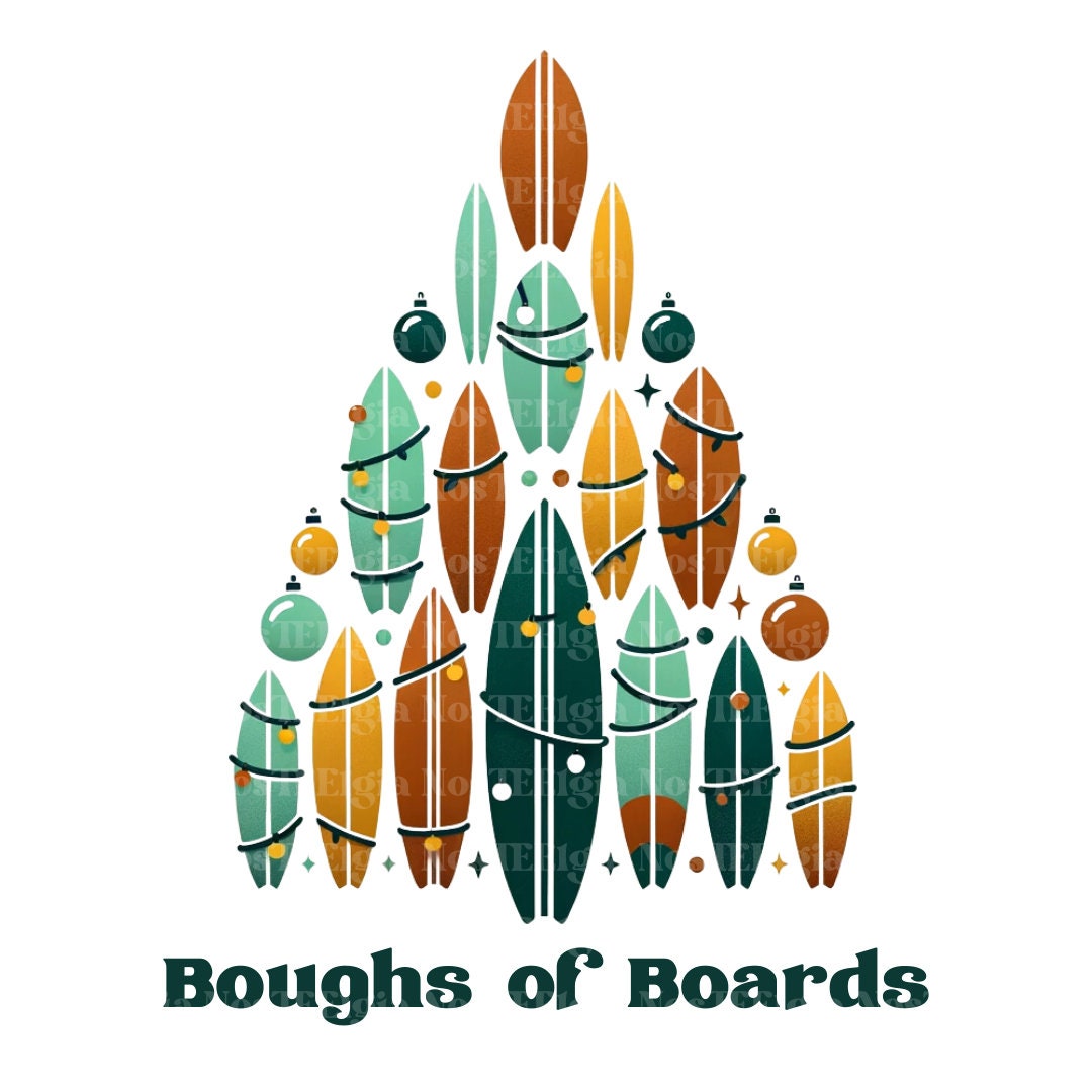 Surfboard Christmas Tree 70s Retro Groovy Mid Century THREE PNG File - Etsy
