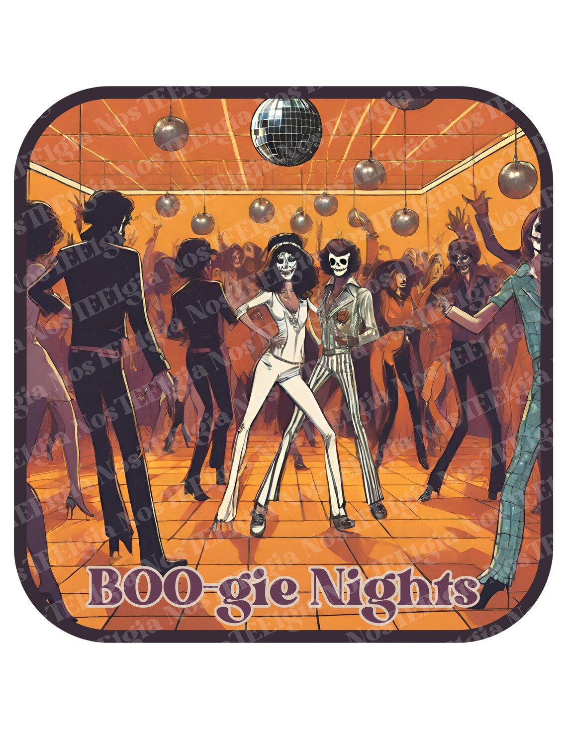 Boo-gie Nights 70s Retro Groovy Cool Halloween Dance Floor Disco Ball ...