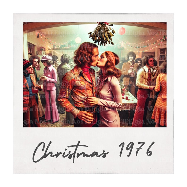 Mistletoe Kiss 70s Retro Groovy Vintage Polaroid Photo PNG File - Etsy