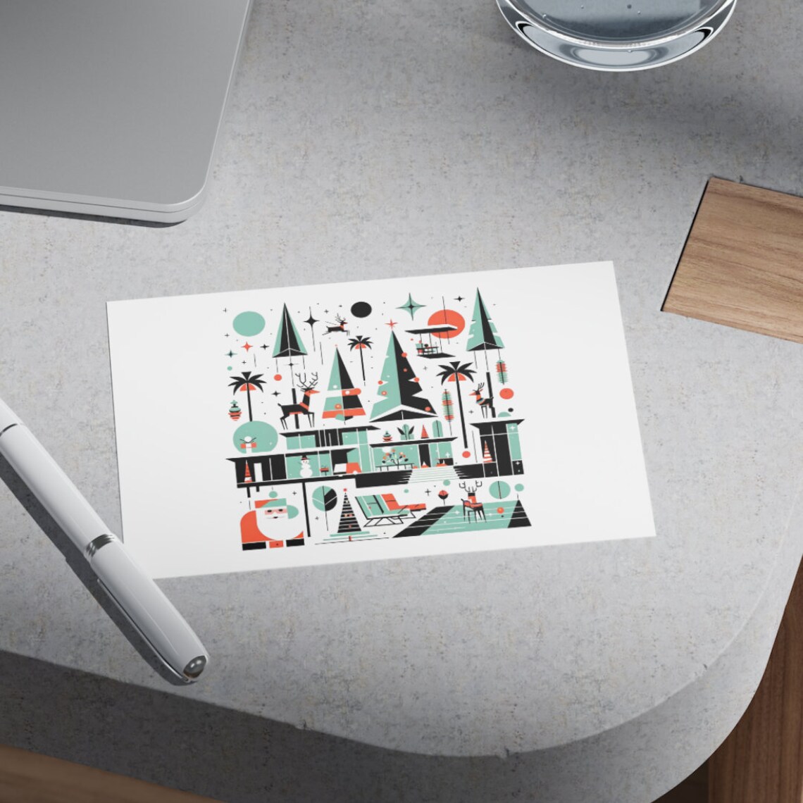 Fun Card Print Christmas Retro Groovy Vintage Mid Century Palm Springs ...