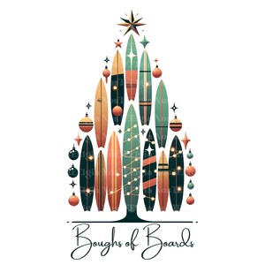 Surfboard Christmas Tree 70s Retro Groovy Mid Century PNG File - Etsy