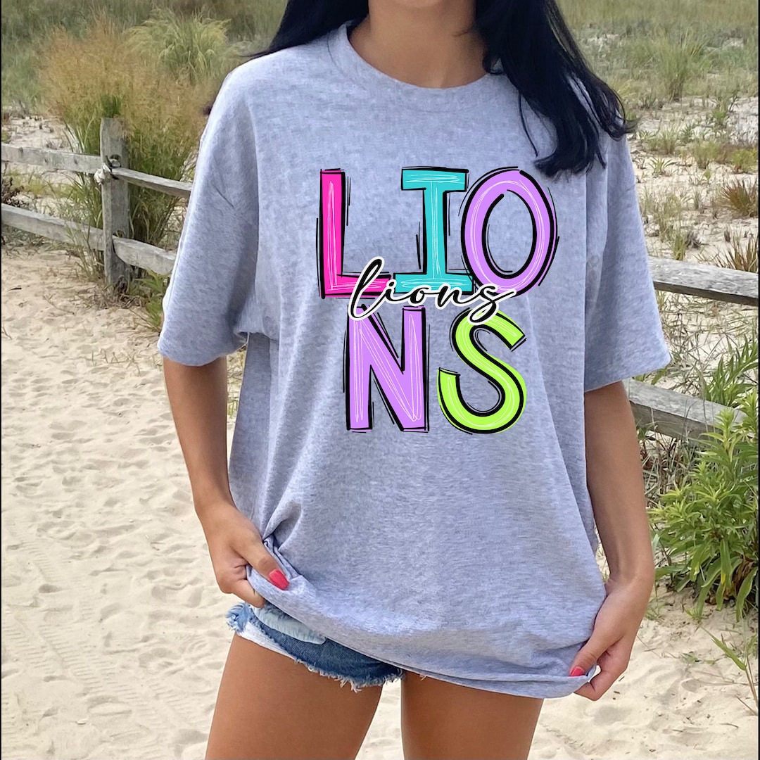 Neon Doodle Lions DTF Print - Etsy