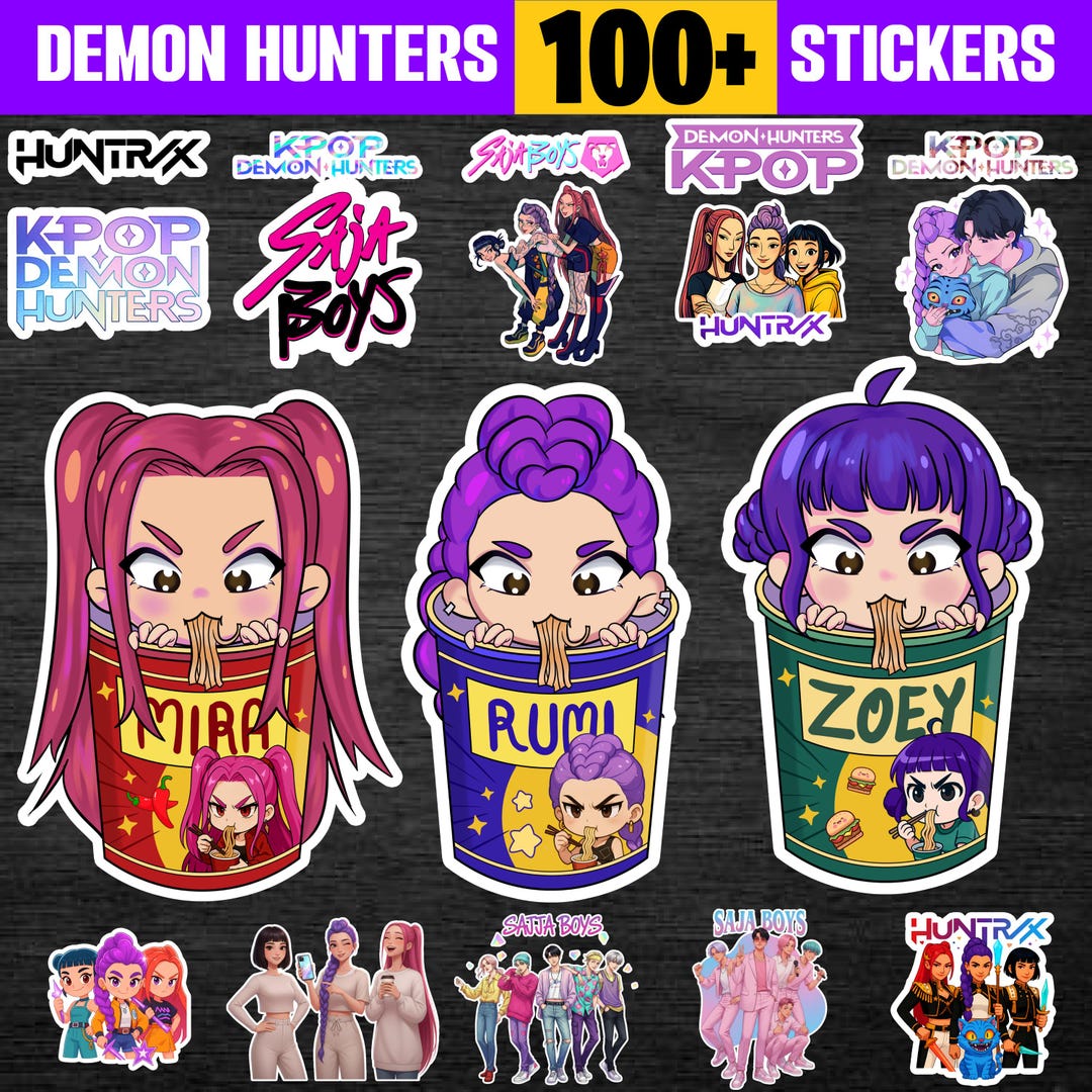 100+ Kpop Demon Hunter Sticker Bundle, Saja Boy Png Stickers, Huntrix ...