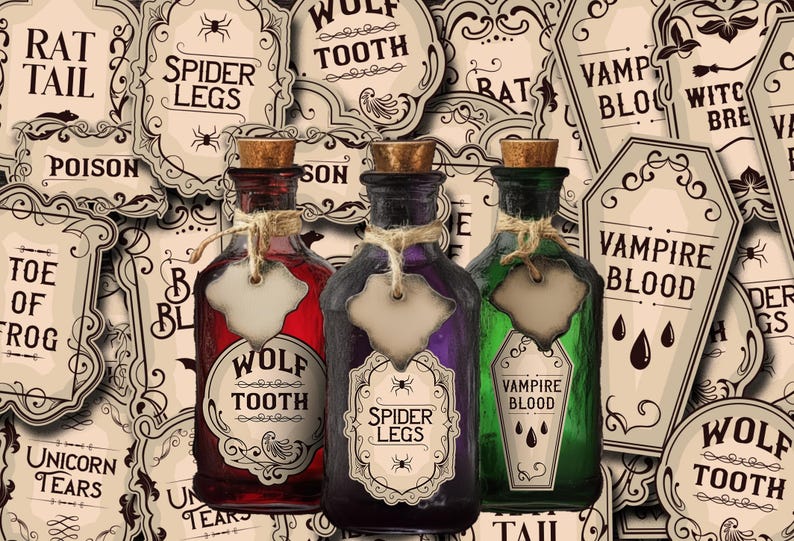 Vintage Halloween Apothecary Labels Bundle: 800+ Potion Stickers ...
