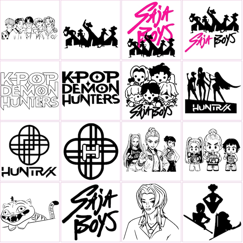 50 Huntrix Kpop Demon Hunters SVG, PNG, DXF, Eps Clipart, Cricut ...