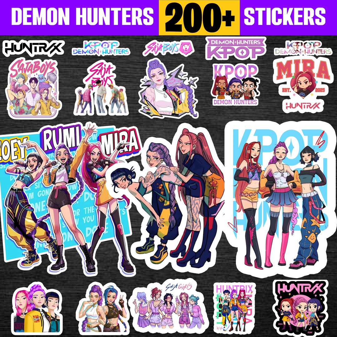 200+ Kpop Demon Hunter Sticker Bundle, Saja Boy Png Stickers, Huntrix ...